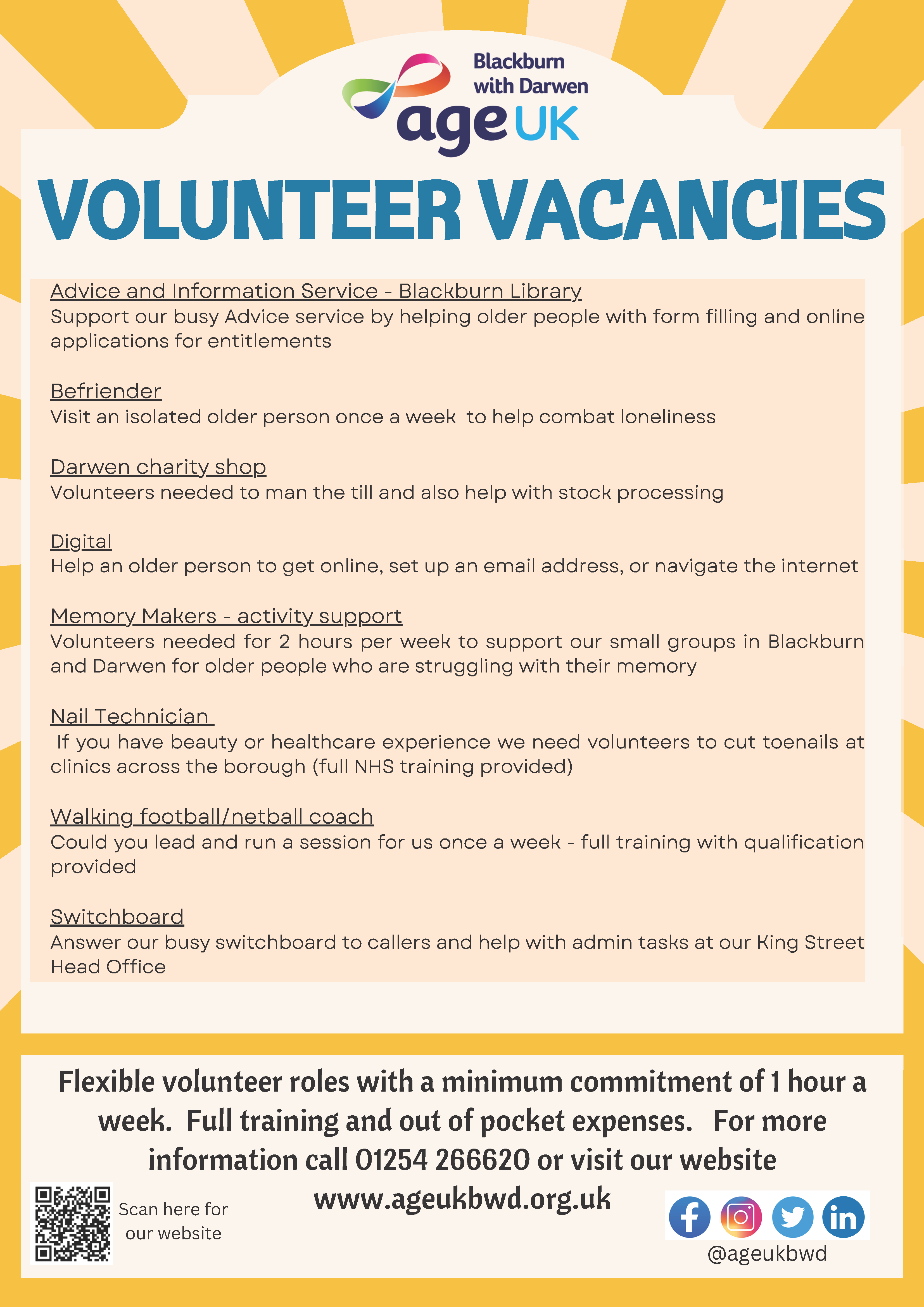 Age UK Blackburn with Darwen |Volunteer vacancies