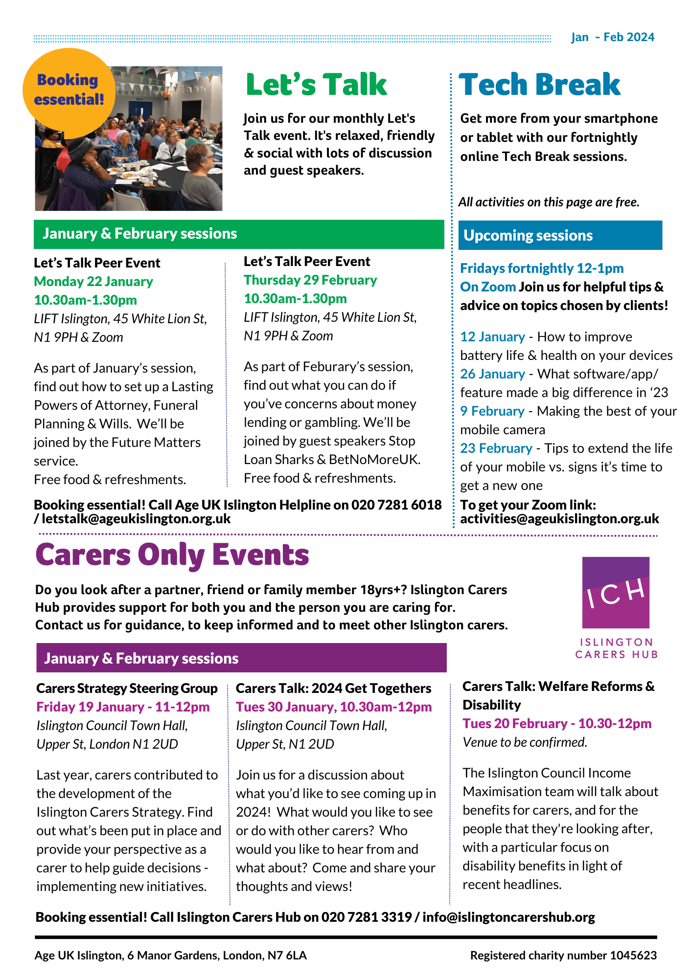 Age UK Islington Get Togethers Calendar