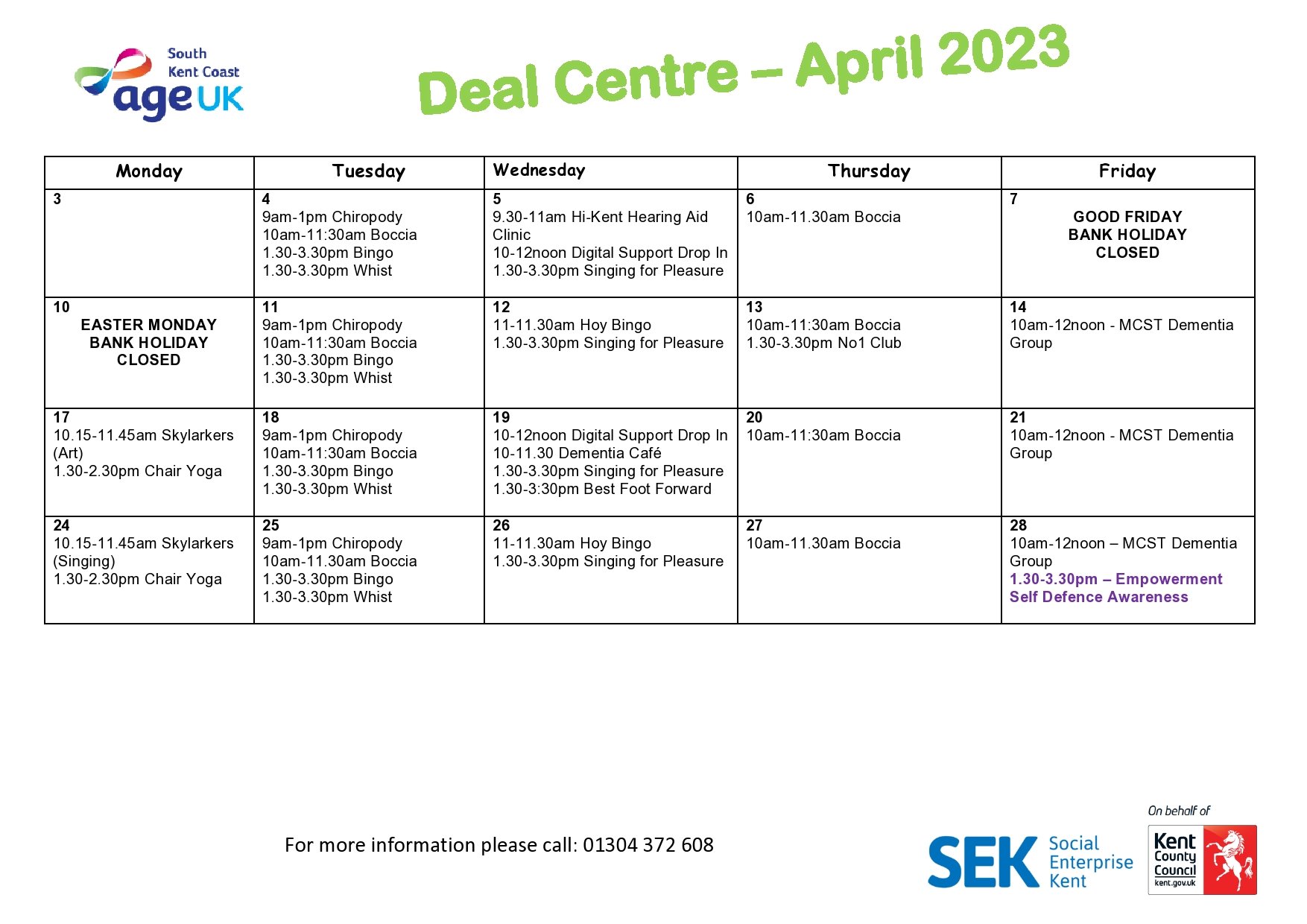 The Deal Centre Activities