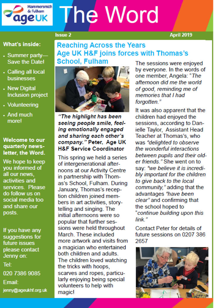 Age UK Hammersmith and Fulham | Spring Newsletter Launched