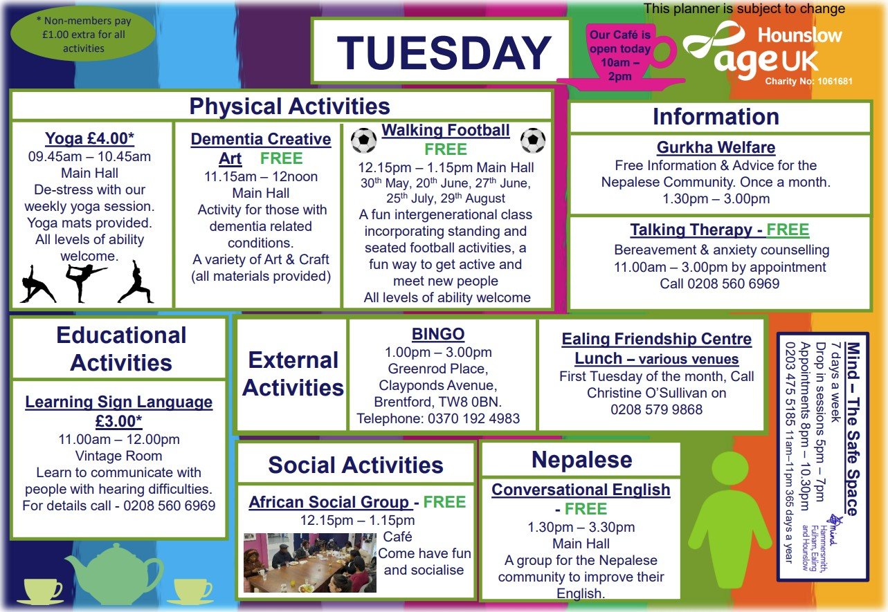 Age UK Hounslow | Our Activity Programme