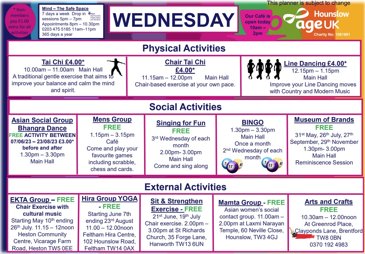 Age UK Hounslow | Our Activity Programme