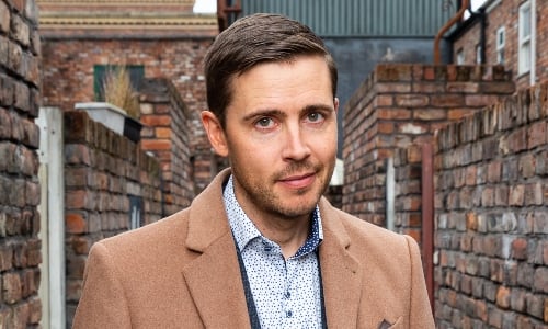 Actor Gareth Pierce, playing Todd Grimshaw on Coronation Street, stands ...