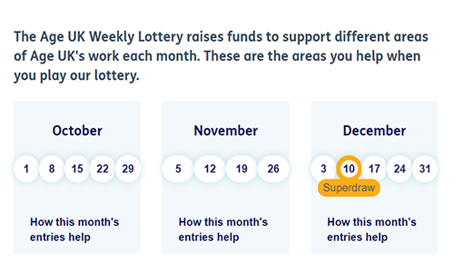 Age UK Lottery Friday Draw Calendar | Age UK